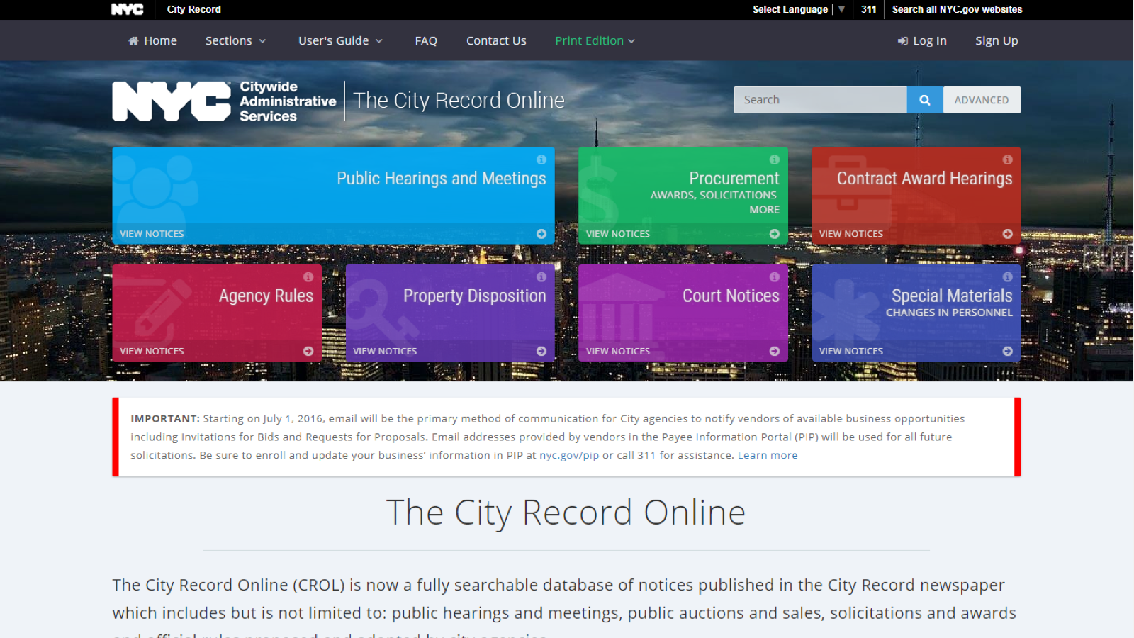 The City Record Online - BuiltWithDot.Net